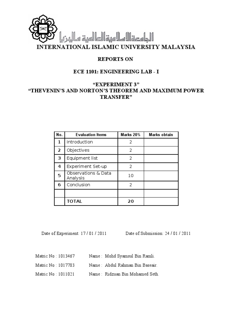 Exp 3 | PDF | Electrical Network | Resistor