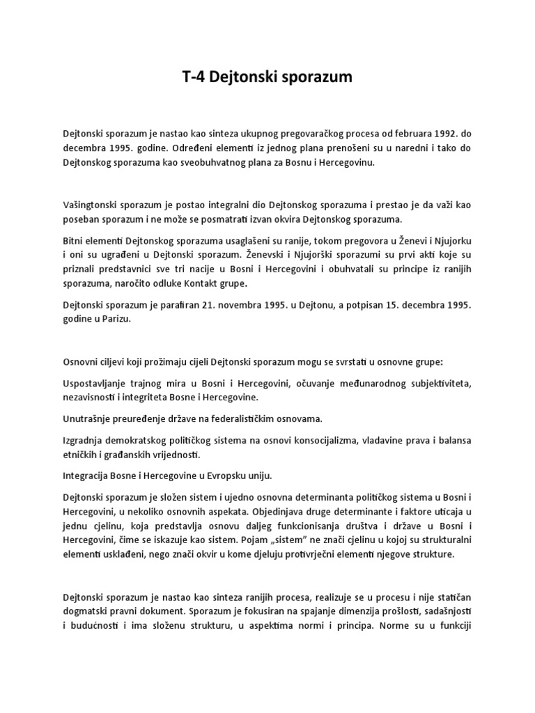 Politicki Sistem Bih I RS. | PDF