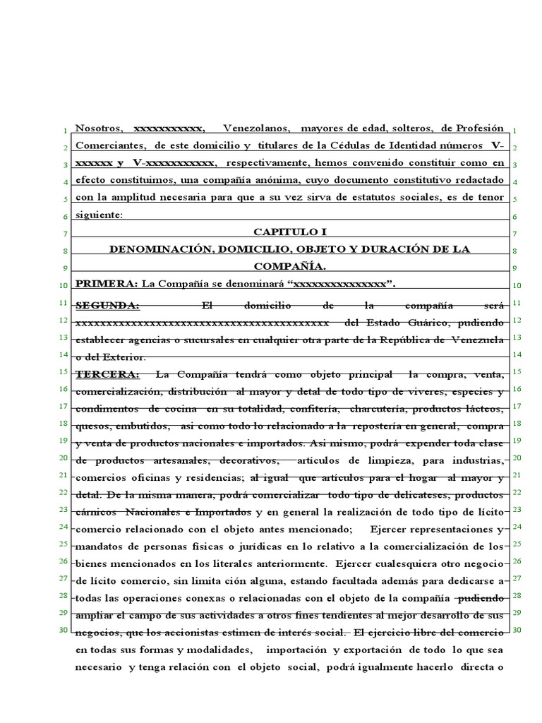 Acta Constitutiva Inversiones Full Especias | Descargar gratis PDF | Compartir (Finanzas) | Business