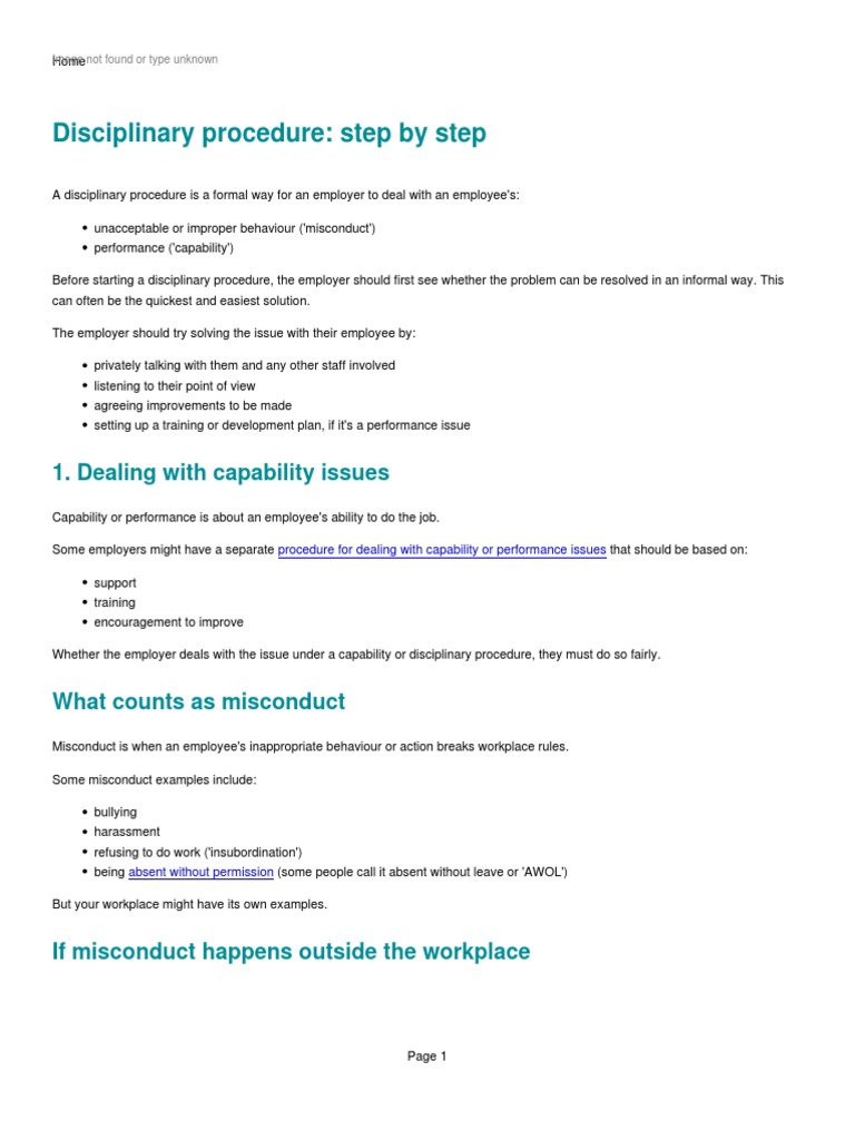 Disciplinary procedure steps | PDF | Employment | Disciplines