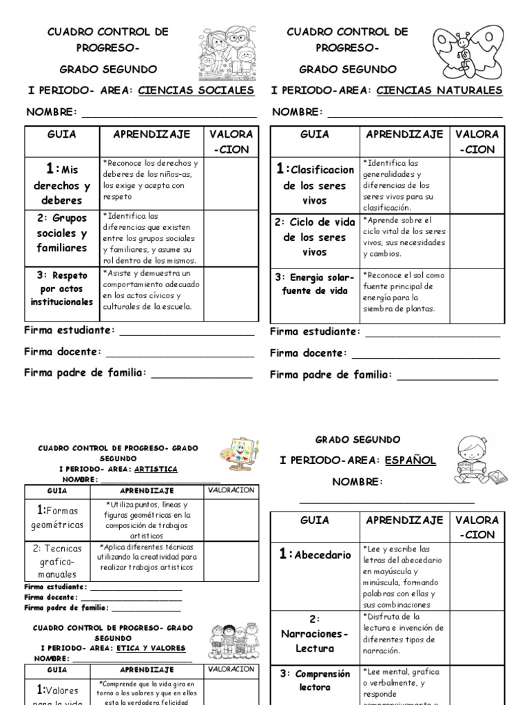 Cuadro Control de Progreso - Grado Segundo 2018 | PDF | Aprendizaje | Modificación de comportamiento