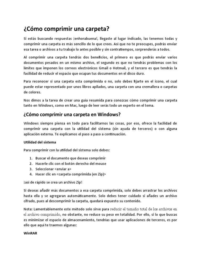 Guía para Comprimir Carpetas en Zip | PDF | Archivo de computadora ...