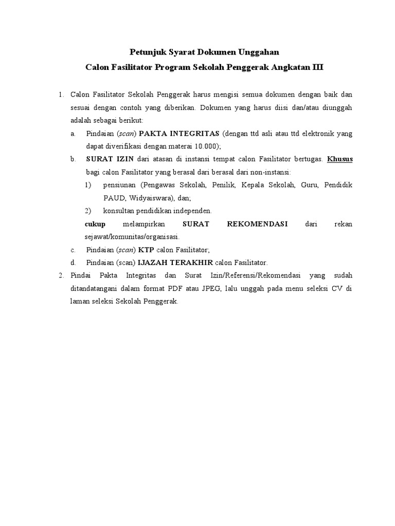 Dokumen Penting Fasilitator SP3 | PDF
