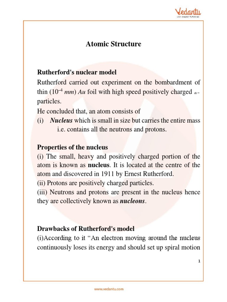 Atomic Structure: Key Concepts & Models | PDF | Atomic Orbital | Atomic ...