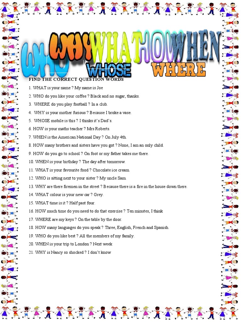 Find The Correct Question Words | PDF