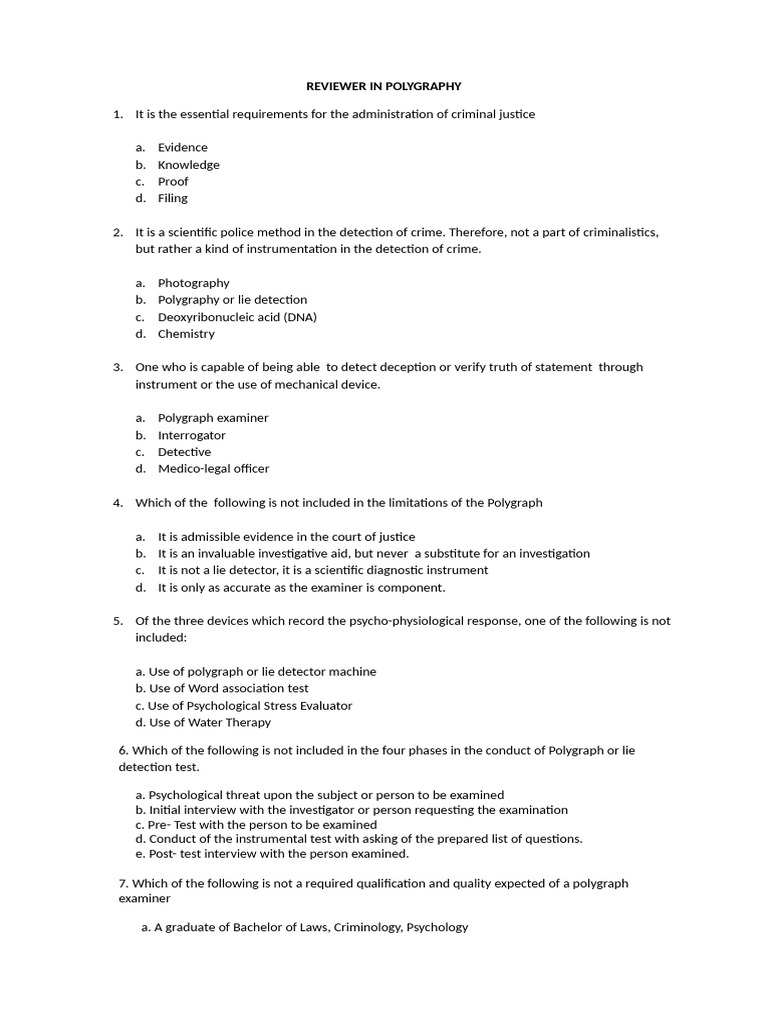 Poly Questionnaire NA | PDF | Polygraph