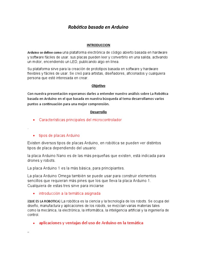 Robótica Arduino | PDF