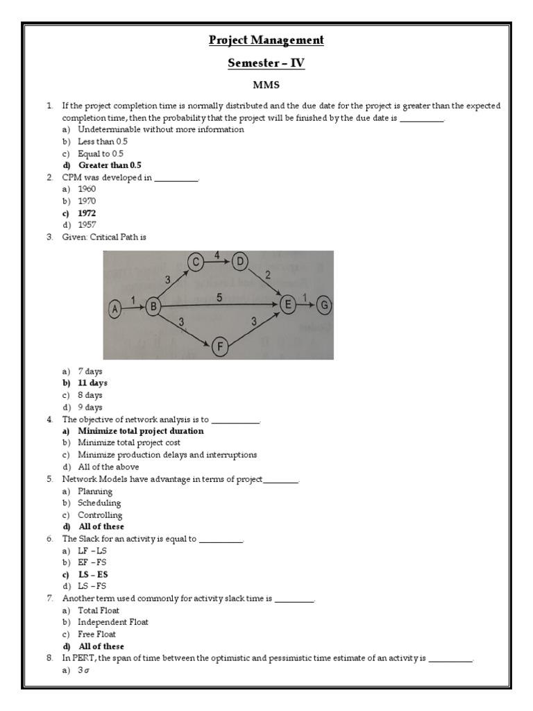 100 Sample Questions of MCQ Project Management | PDF | Capital ...