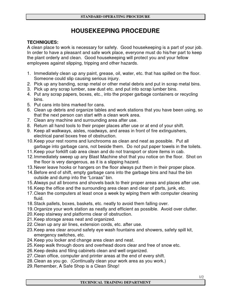Housekeeping | PDF | Housekeeping | Scrap