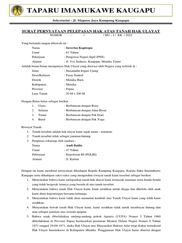 Andi Batilu Hak Ulayat | PDF