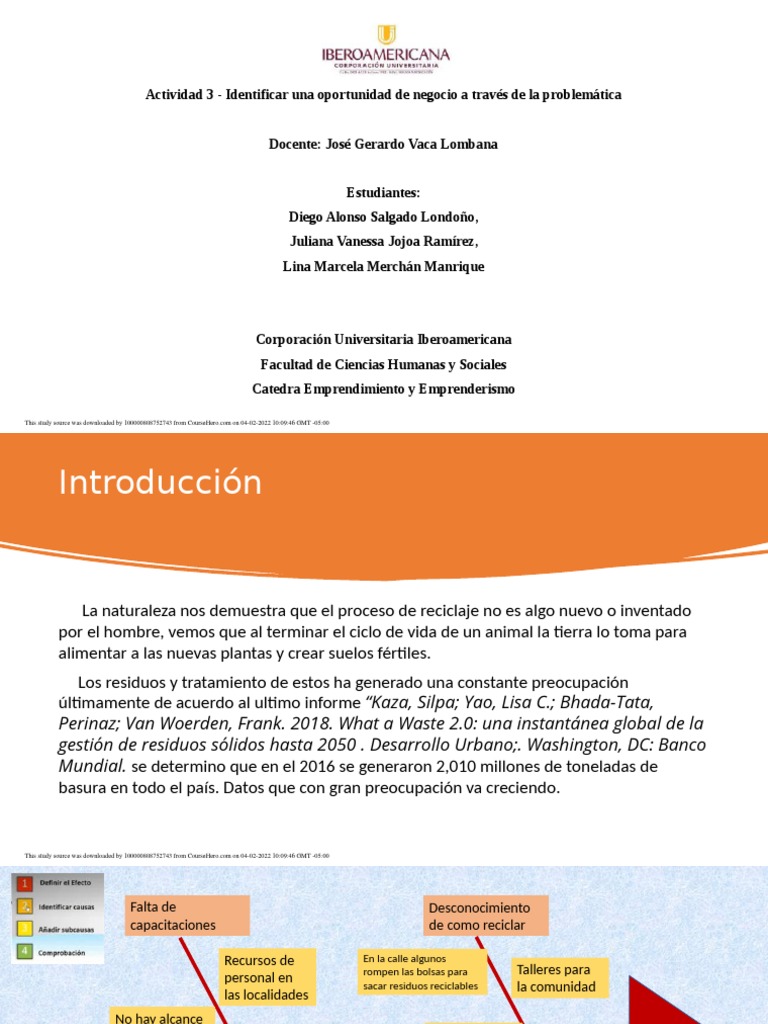 Actividad 3 Identificar Una Oportunidad de Negocio A Trav S de La Problem Tica | Descargar ...