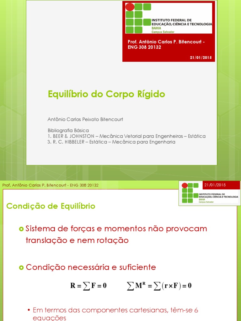 Equilibrio Corpo Rígido | PDF | Estresse (Mecânica) | Física