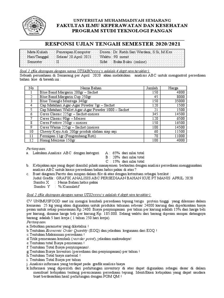 Responsi Uts Penerapan Komputer 2021 | PDF