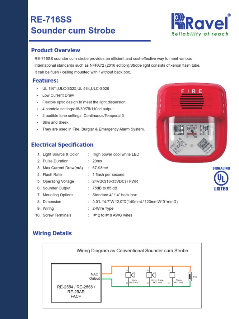 Sounder Cum Strobe RE-716SS: Product Overview | PDF | Electricity | Building Engineering