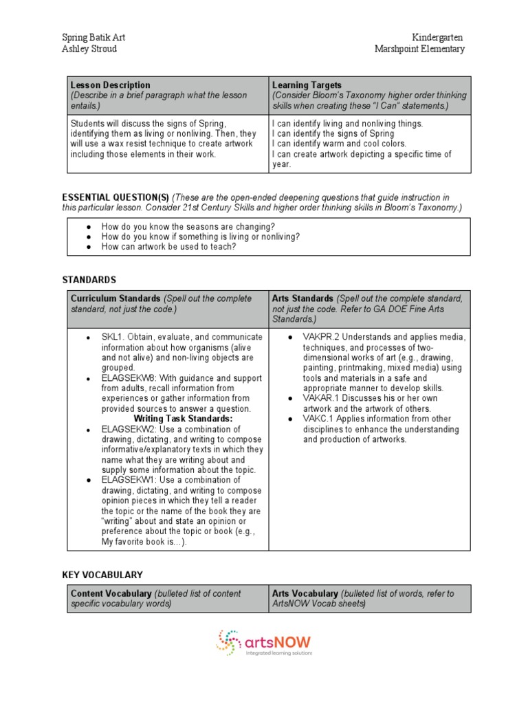 Smart Artsnow Lesson Plan Stroud K | Download Free PDF | Books ...