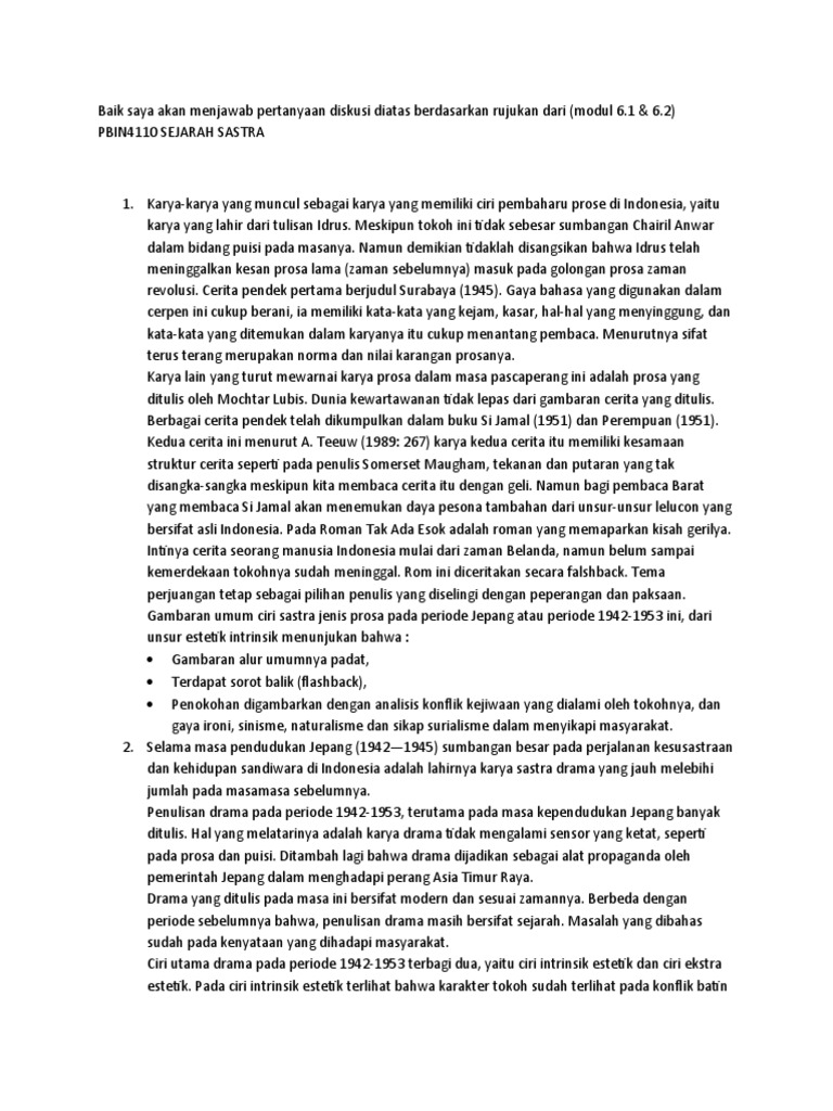 Diskusi 6 SEJARAH SASTRA | PDF