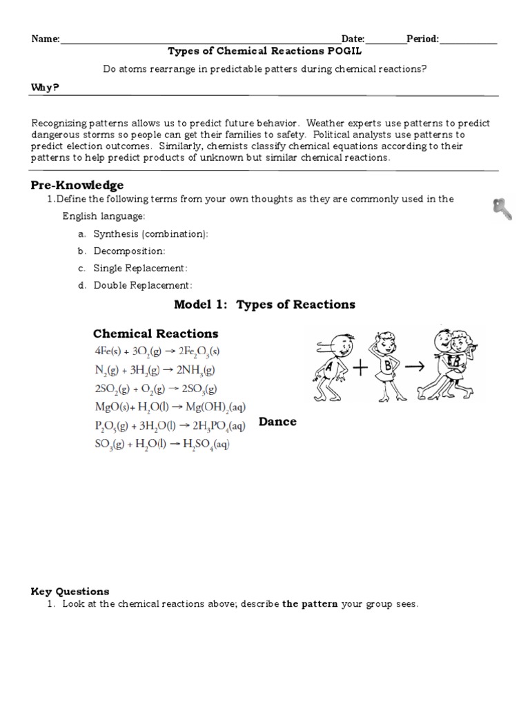 POGIL Types of Chemical Reactions | PDF | Chemical Reactions | Chemical ...