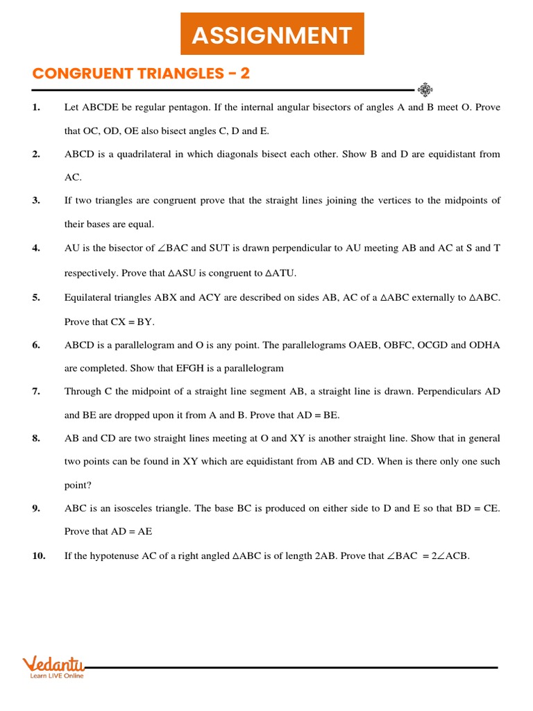 Congruent Triangles Assignment 2 | PDF | Triangle | Euclidean Geometry