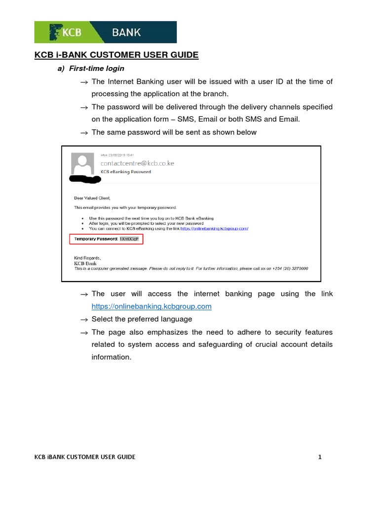 KCB Ibank Customer User Guide | PDF | Password | Login