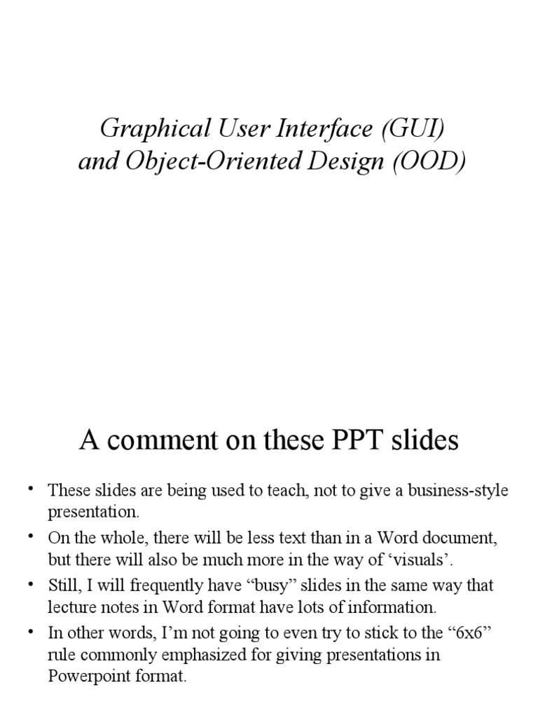 Graphical User Interface Gui And Object Oriented Design Ood Pdf Class Computer