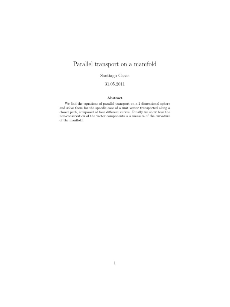 Parallel Transport | PDF | Vector Space | Latitude