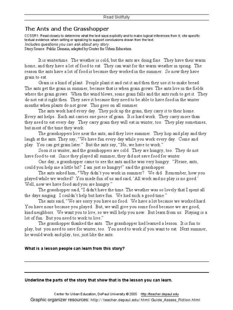 The Ants and The Grasshopper: Includes Questions You Can Ask About Any ...