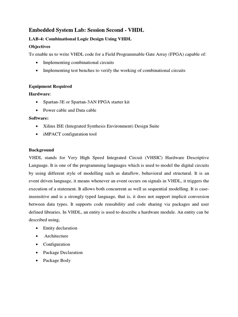 Lab4 VHDL | PDF | Vhdl | Field Programmable Gate Array