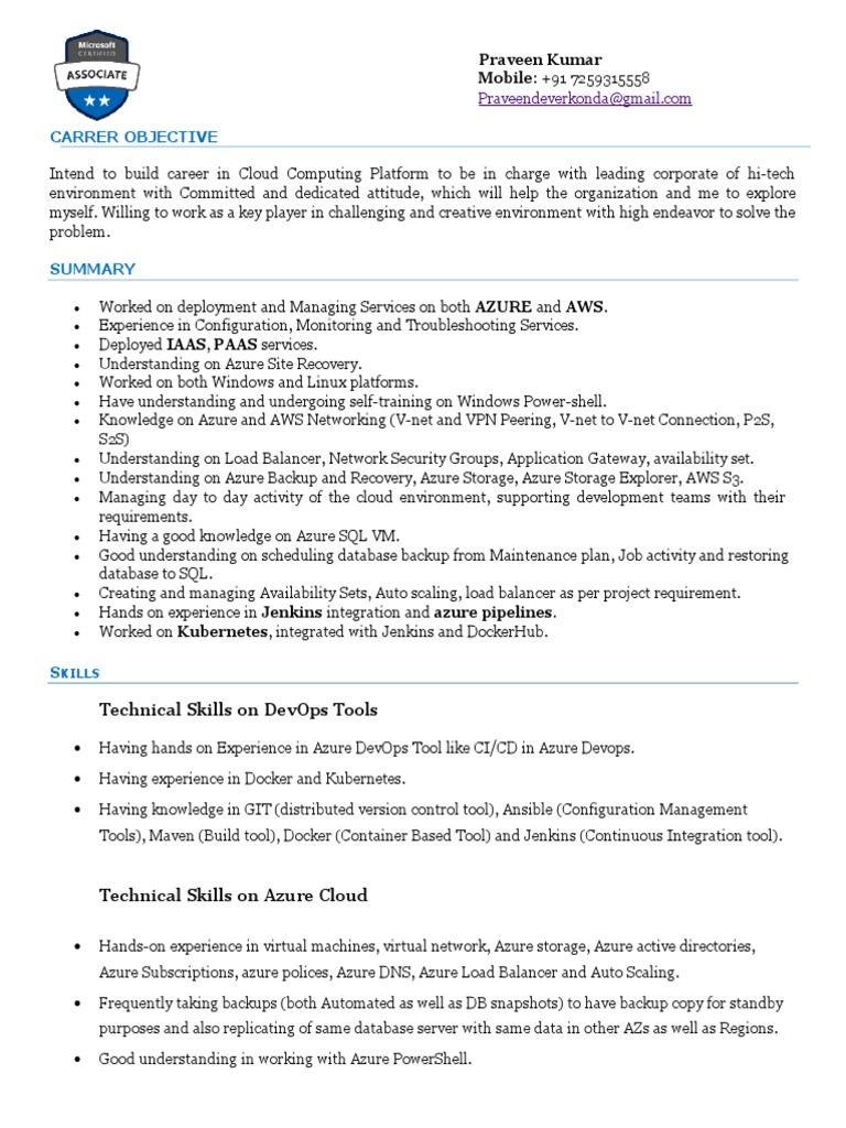 azure-administrator-resume | PDF | Microsoft Azure | Cloud Computing