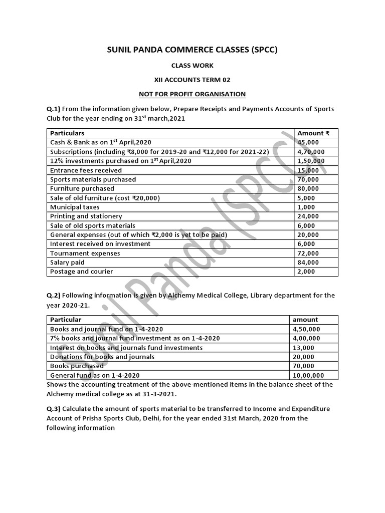 Sunil Panda Commerce Classes (SPCC) | PDF | Expense | Subscription Business Model