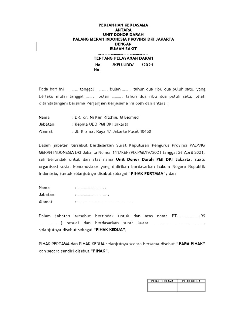 PKS - Mou Pmi RS Kosong - 2021 Yang Benar | PDF