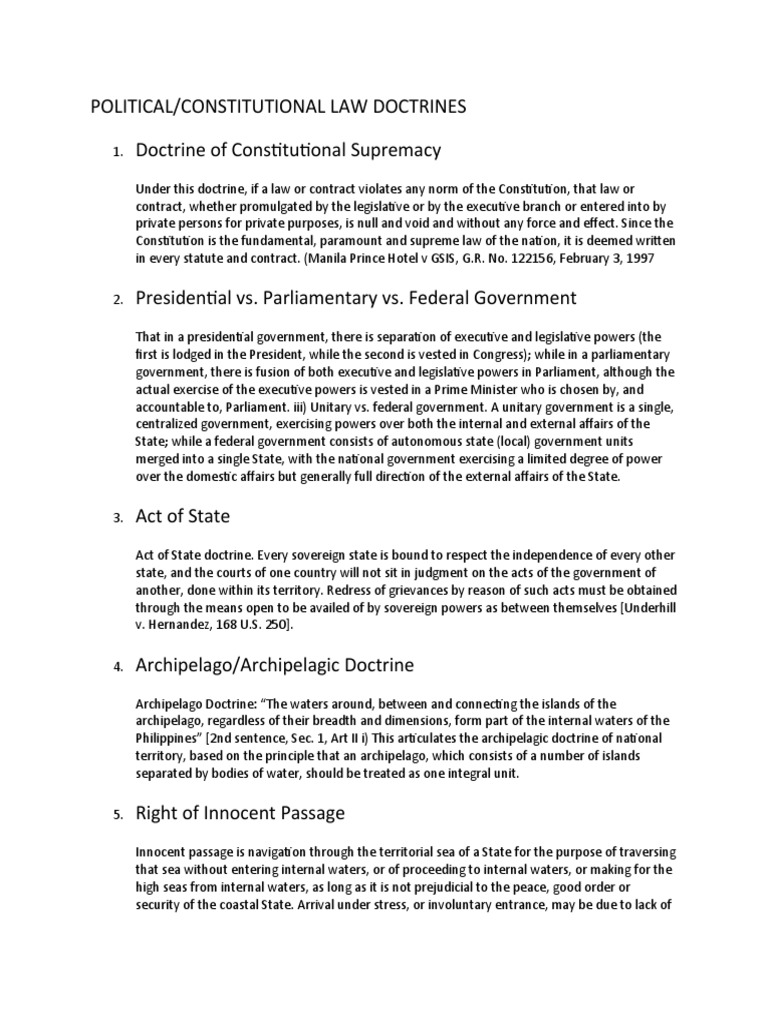 Political/Constitutional Law Doctrines Doctrine of Constitutional ...