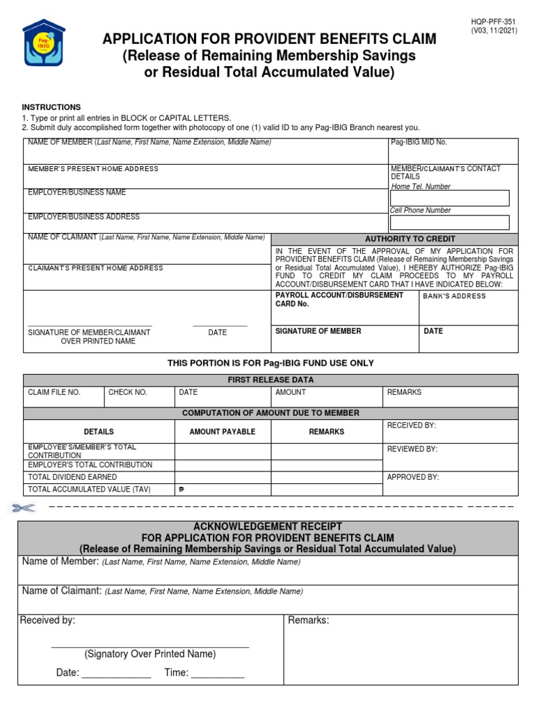 PFF351 ApplicationProvidentBenefitsClaimRTAV V03 | PDF | Finance ...