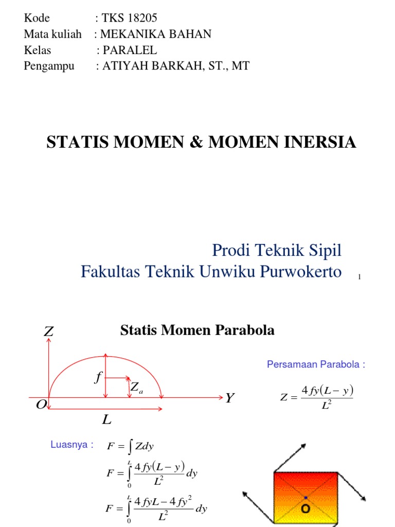 Momen Inersia dan Statis Momen | PDF