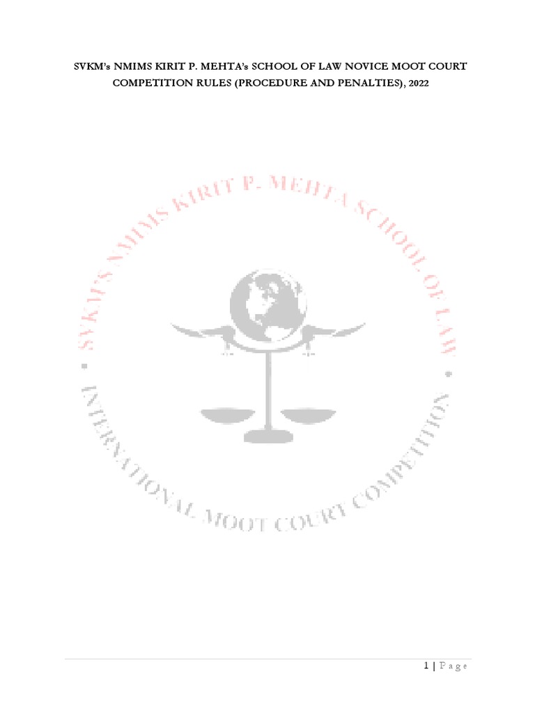 Nmims Kpmsol Freshers'22 Rule Book | PDF | Mootness | Government