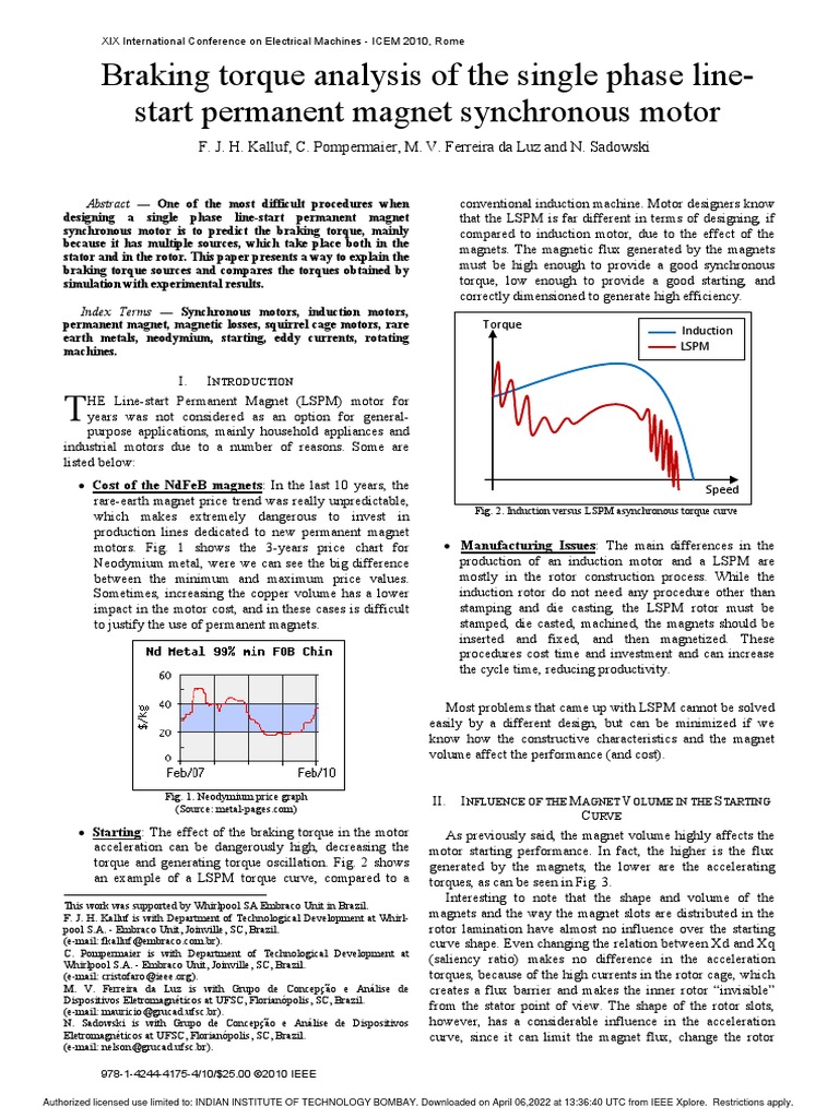 Braking Torque Analysis of The Single Phase Line-Start Permanent Magnet ...