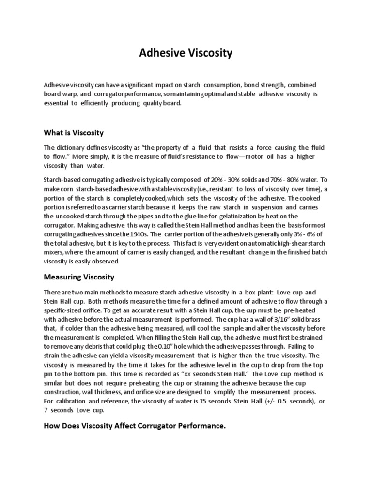 Adhesive Viscosity | PDF | Adhesive | Viscosity