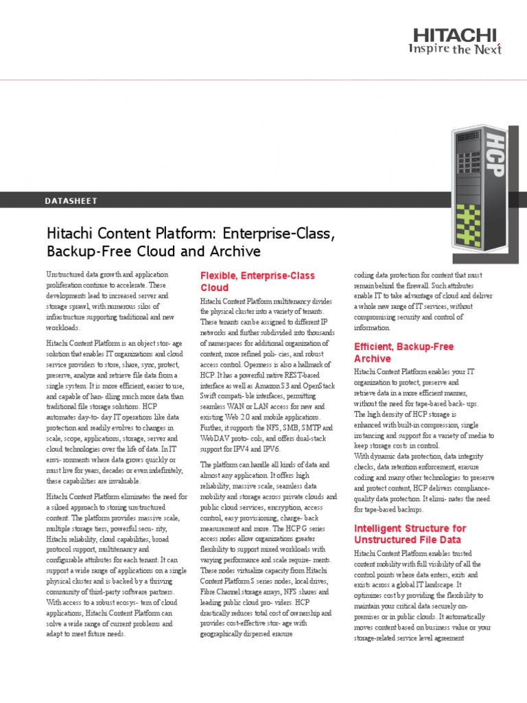 Hitachi Content Platform Overview | PDF | Cloud Computing | Open Stack