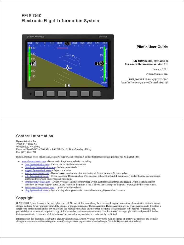 EFIS-D60 Electronic Flight Information System: Pilot's User Guide | PDF ...
