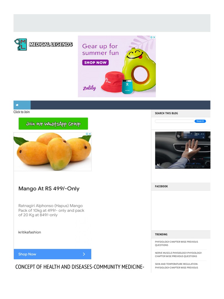 Concept of Health and Diseases-Community Medicine-Chapter Wise Previous ...
