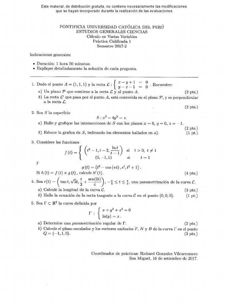 1MAT08-Cálculo en Varias Variables | PDF | Función (Matemáticas) | Derivado