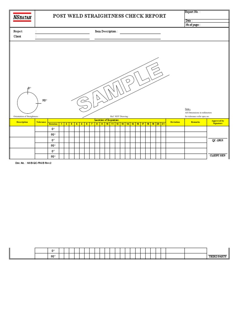 NSB-QA-F06B - Post Weld Straightness Check Report | PDF | Mechanical ...