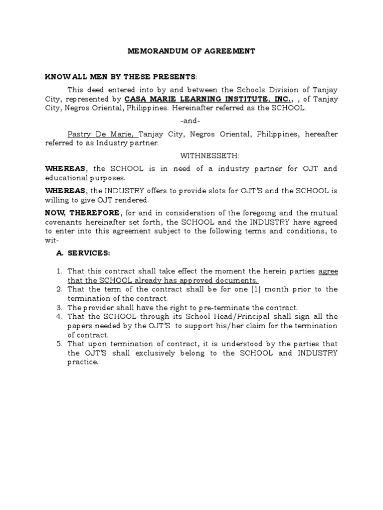 Memorandum of Agreement | PDF | Notary Public | Government