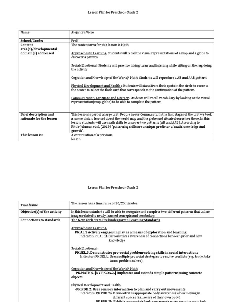 Math Ec Lesson Plan-Alejandra Vicco | PDF | Lesson Plan | Learning