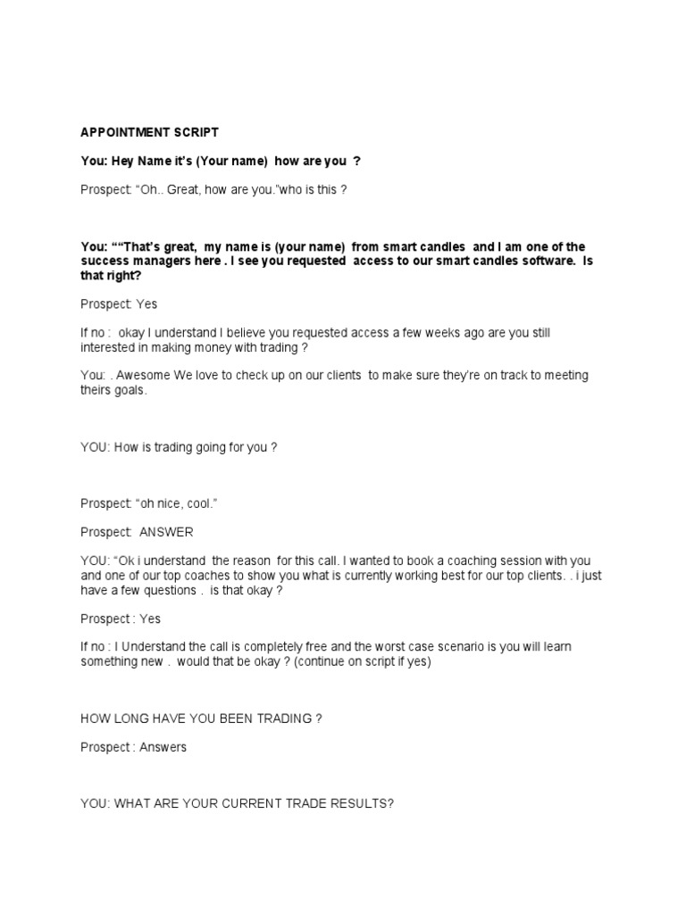 Smart Candles Appointment Script | PDF