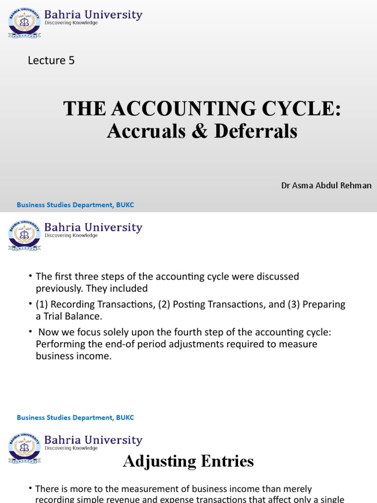Lecture 5 Accruals - Deferrals Part 1 09112021 111101am | PDF | Depreciation | Expense