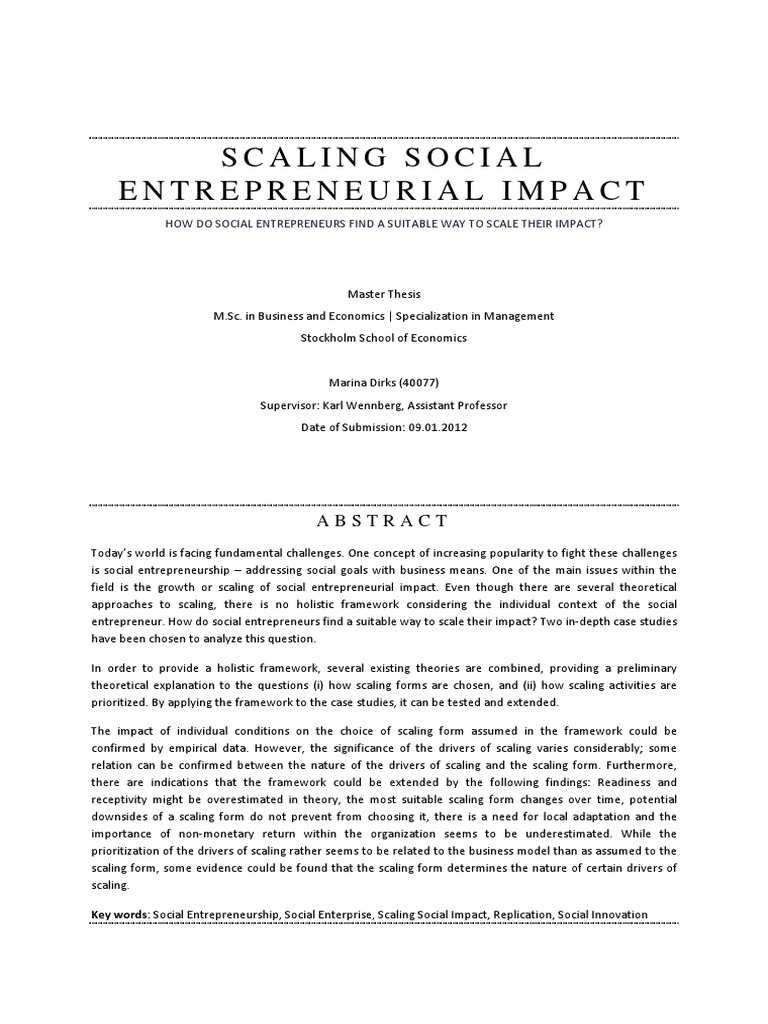 Scaling Social Impact | PDF | Entrepreneurship | Social Entrepreneurship