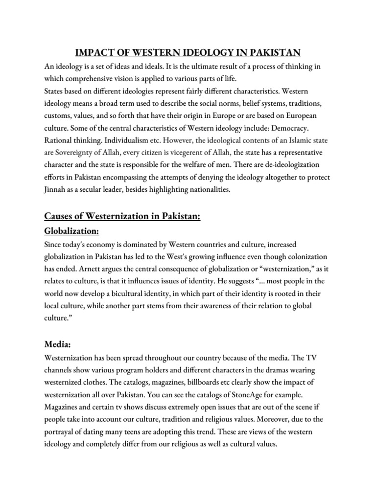 Impact of Western Ideology in Pakistan | PDF | Ideologies | Pakistan
