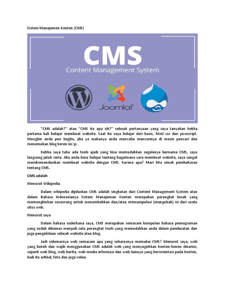 Bahan Bacaan - Sistem Manajemen Konten (CMS) | PDF