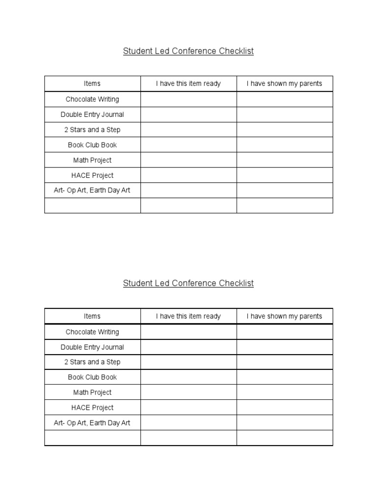 Student Conference Preparation Checklist | PDF | Home & Garden | Art