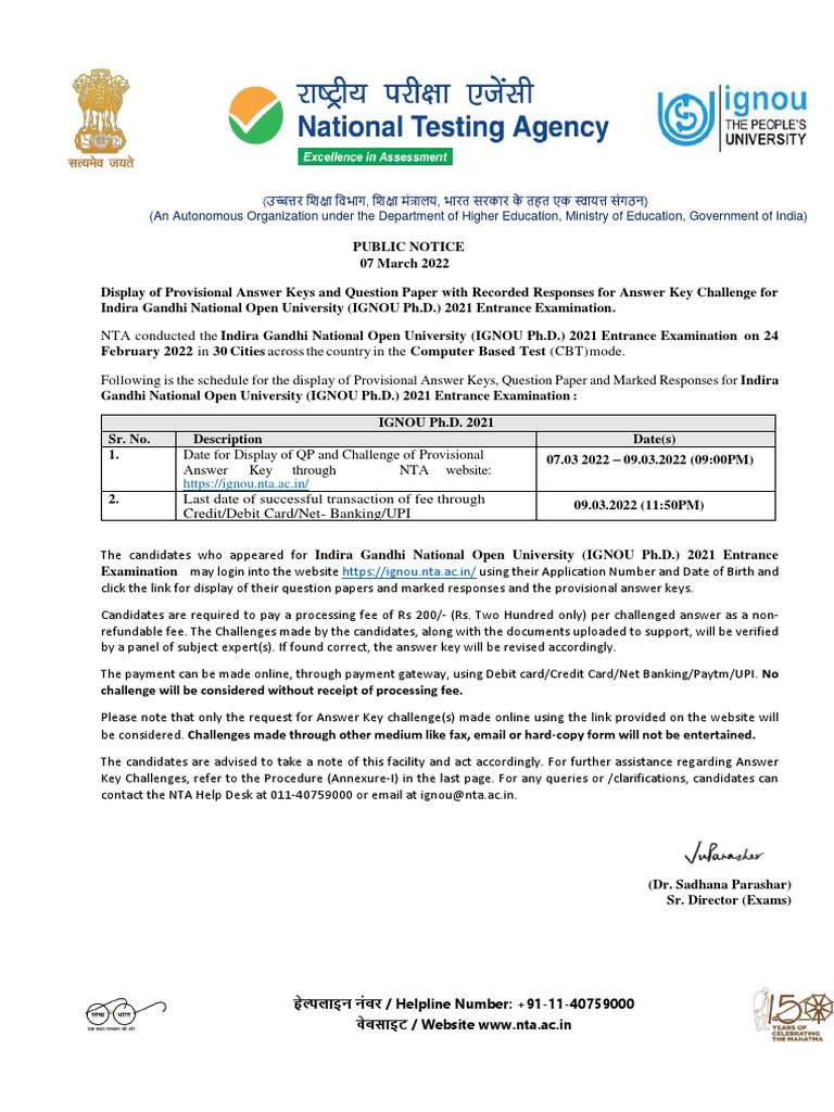 Ignou - Answer - Key - Challenge | PDF | Debit Card | Payments